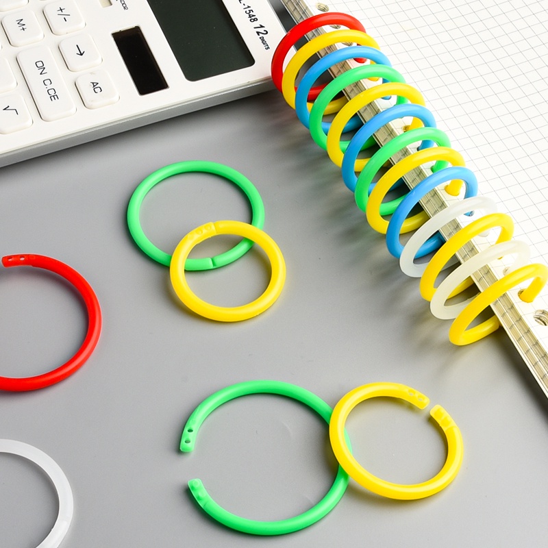 50 Pieces Plastic Loose Leaf Rings Multi-Color Binder Rings Plastic ...