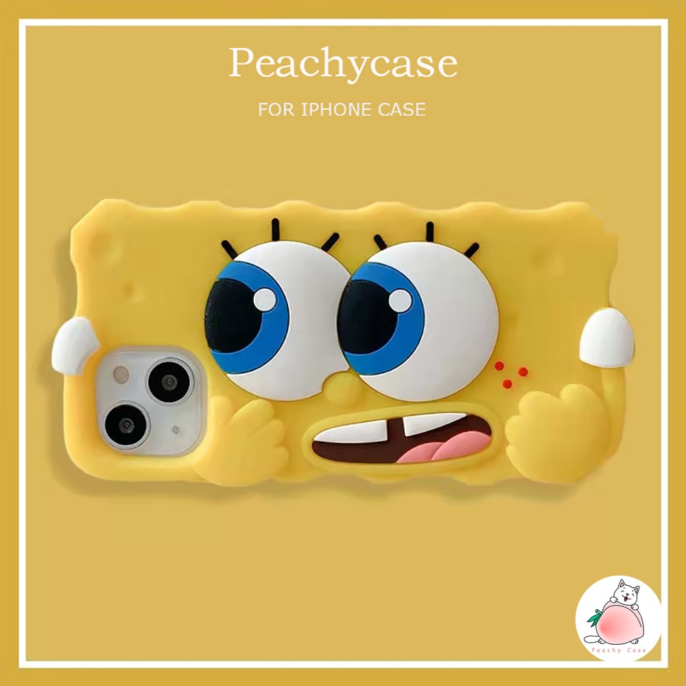 Silicone Spongebob Squarepants Cartoon Phone Case for iPhone 15 14 13 ...