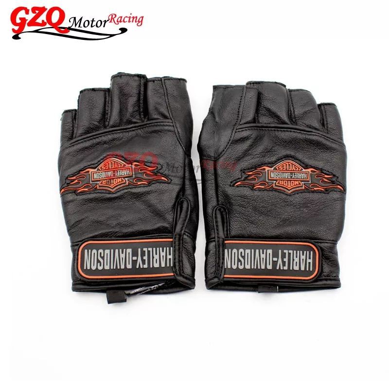 Harley Davidson Motorcycle Leather Riding Half Finger Glove | Shopee ...