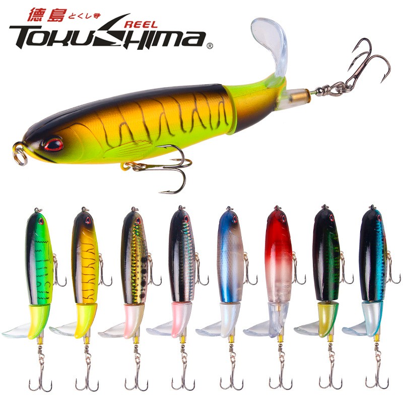 Soft Rotating Tail Fishing Pencil Lure Bass Floating Snake Whopper ...