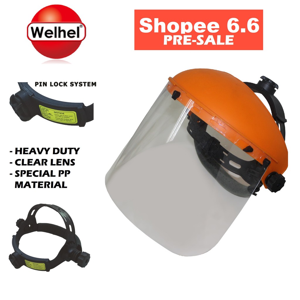 WELHEL Heavy Duty PPE Browguard Face Shield with Clear Polycarbonate Visor | Shopee Philippines
