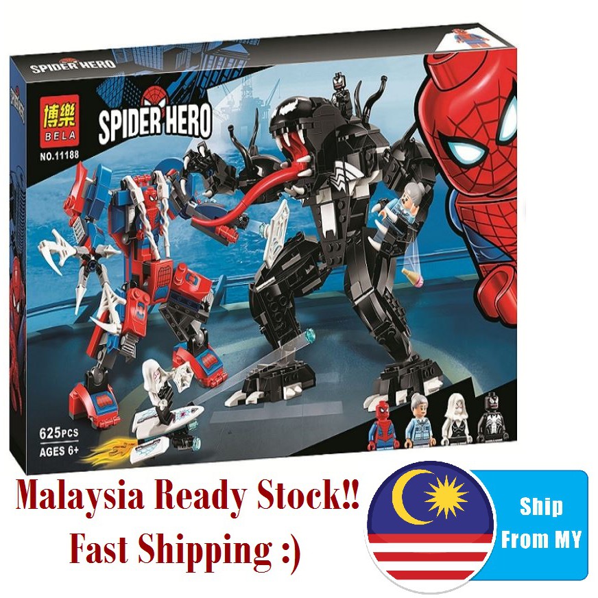 Brick No.11188 Supreme Hero Spider Man Mech VS. Venom Mech (625 Pcs ...