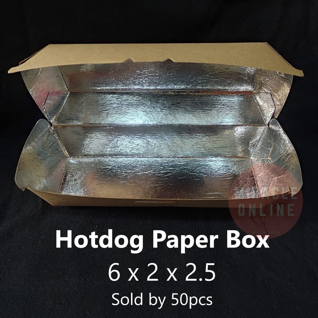 50 pcs - Hotdog Paper Box Packaging (Brown/Silver) | Shopee Philippines