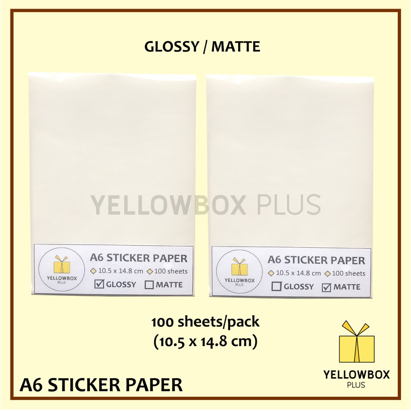 100 pcs A6 Sticker Paper Glossy and Matte for inkjet Printers waybill ...