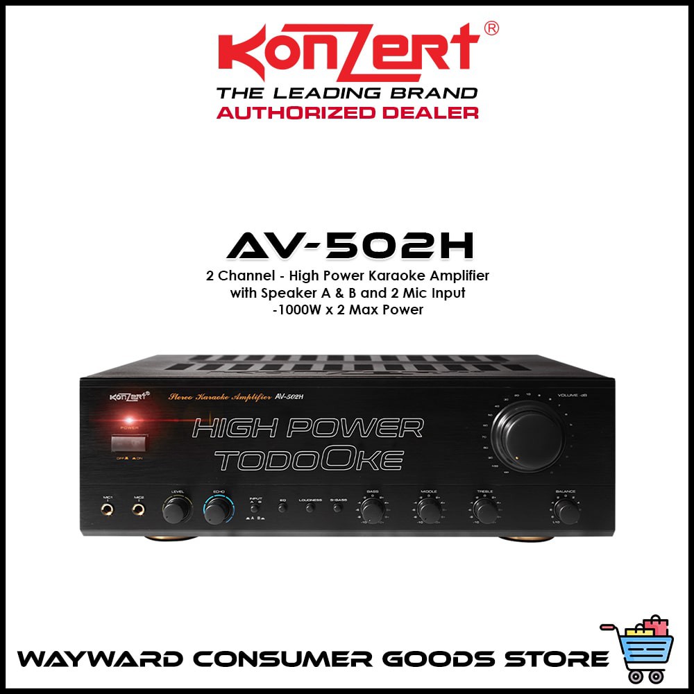 KONZERT (AV-502H) 1000W x 2 High Power Karaoke Amplifier with 2 Mic ...