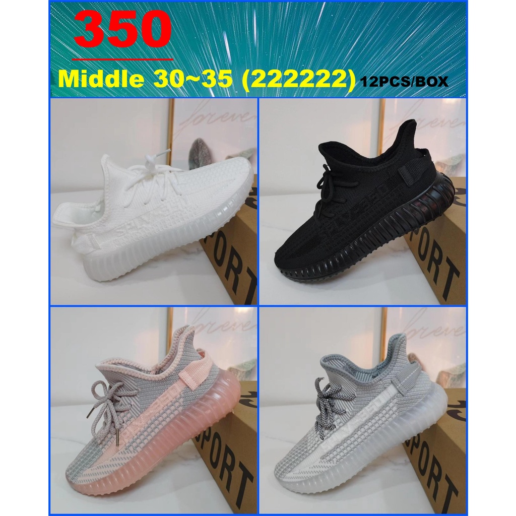 350 Mid 350 Fashion Flyknit Flat latex sole sports shoes | Shopee ...