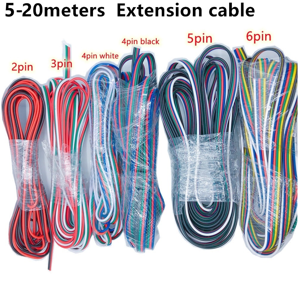 5~20 Meters 2pin 3pin 4pin 5Pin 6pin 22 AWG Extension Electric Wire ...