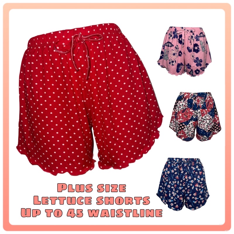 Plus Size Printed Lettuce Shorts Pambahay Shorts | Shopee Philippines