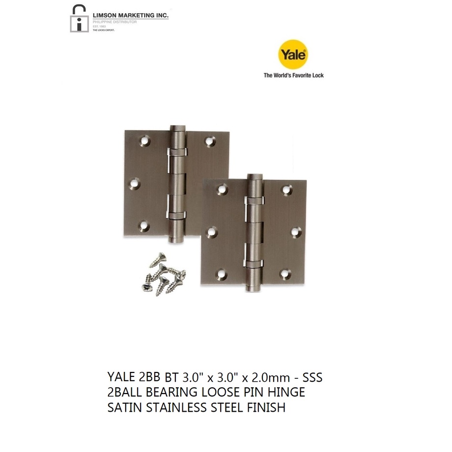 Yale 2BB BT-SSS 2Ball Bearing Loose Pin Hinge Satin Stainless Steel ...