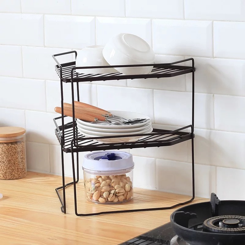 Nordic Minimalist Triangular Metal Stackable Kitchen Rack Organizer ...