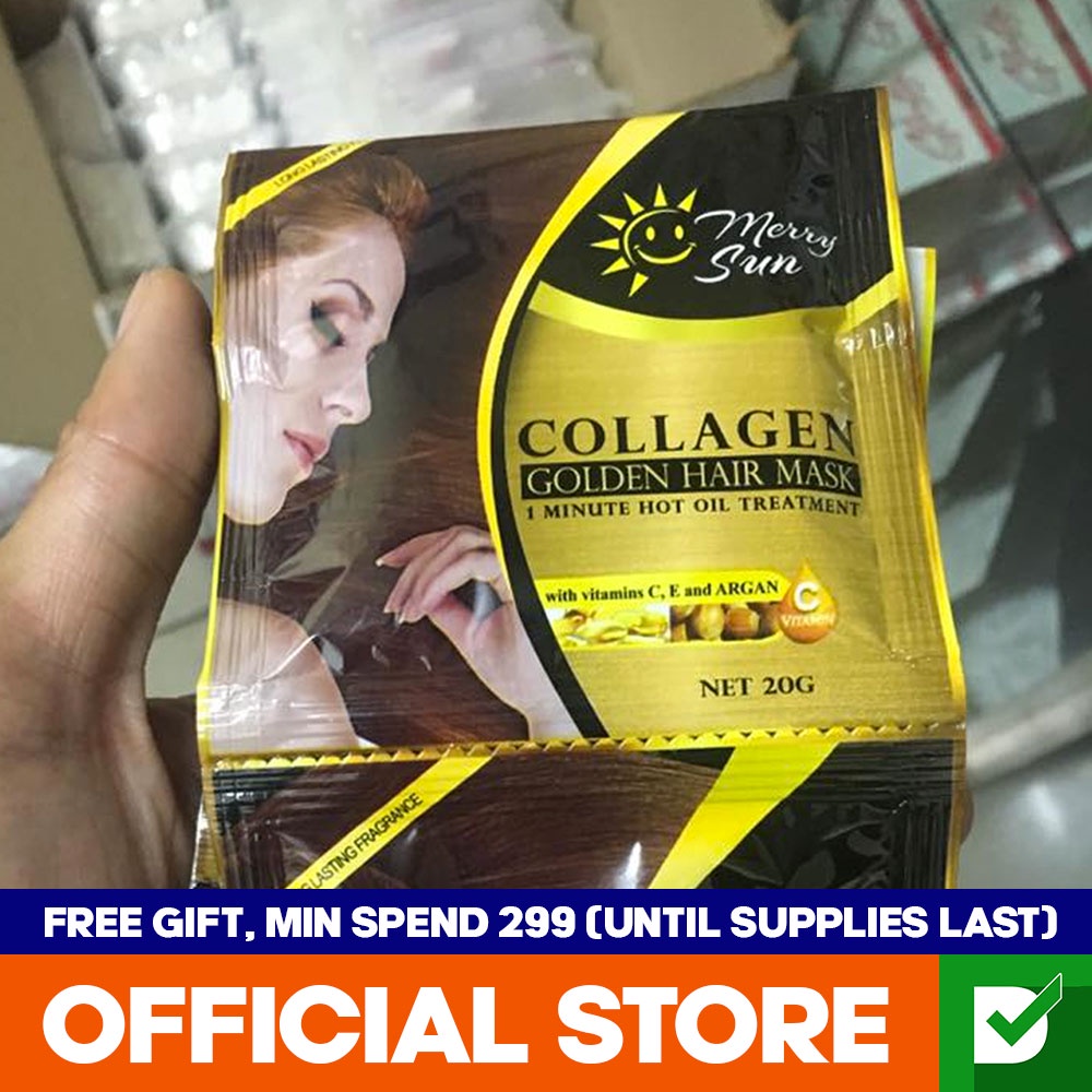 Merry Sun Collagen Golden Hair Mask 1min HOT OIL Treatment (20g ...