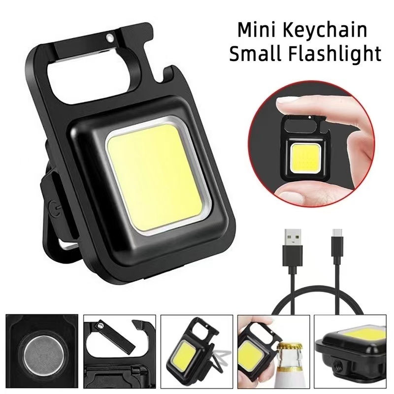 Mini LED Flashlight Work Light Portable Pocket Flashlight Keychain USB ...