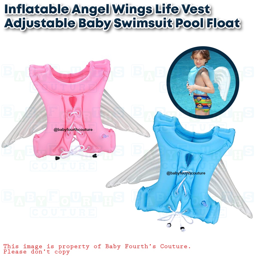 BFCM Inflatable Angel Wings Life Vest Adjustable Baby Swimsuit Pool ...