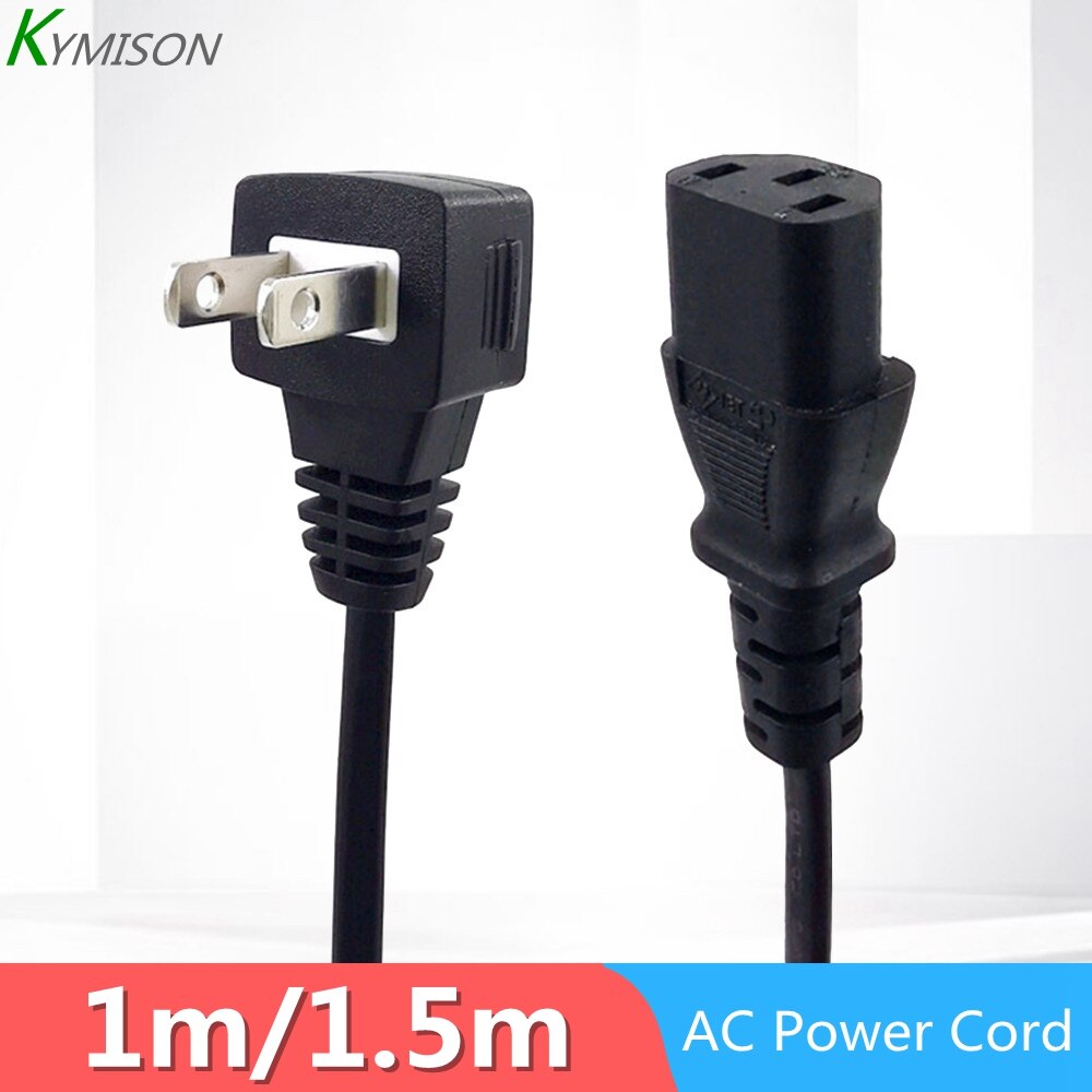 Universal 2 Prong Angle Plug to IEC 320 C13 AC Power Cord NEMA 1-15P to ...