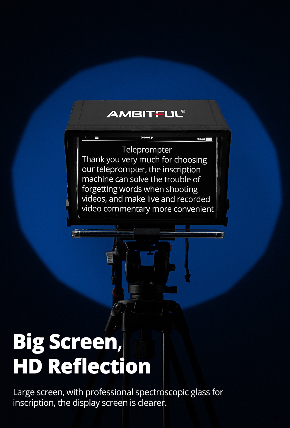 AMBITFUL T14 Big Screen Prompter Professional Interview Foldable ...