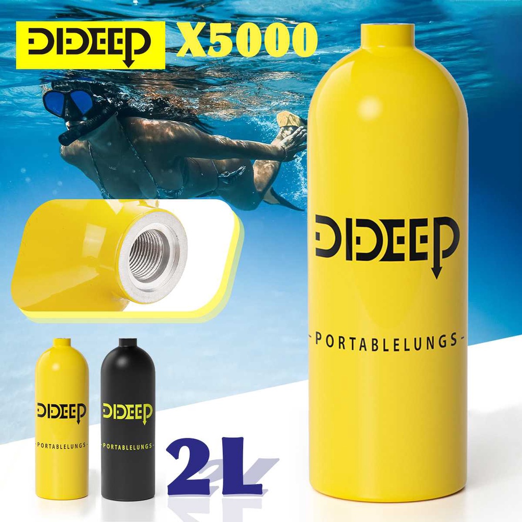 DIDEEP 2L Scuba Diving Cylinder Mini Oxygen Tank Dive Respirator for ...
