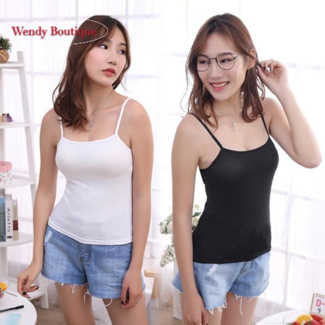 Women Solid Color O-Neck Spaghetti Strap Sleeveless Tank Top Underwaist ...
