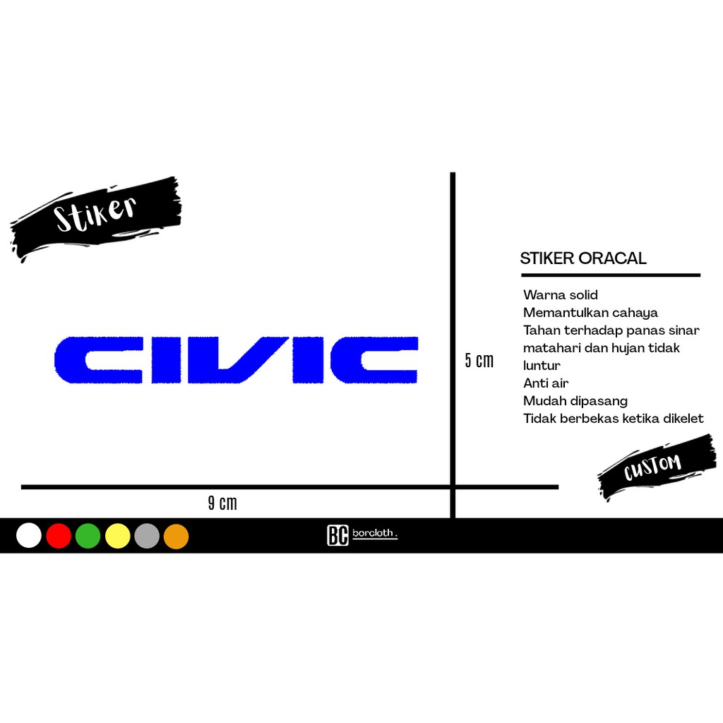 Civic STICKER | Oracal MATERIAL CUTTING STICKER CUSTOM LOGO | Shopee ...