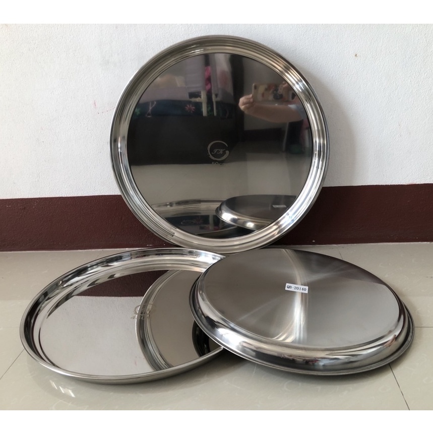 Stainless Steel Serving Tray Round (Thick) Size 40/45/50/55/60/65 Cm ...