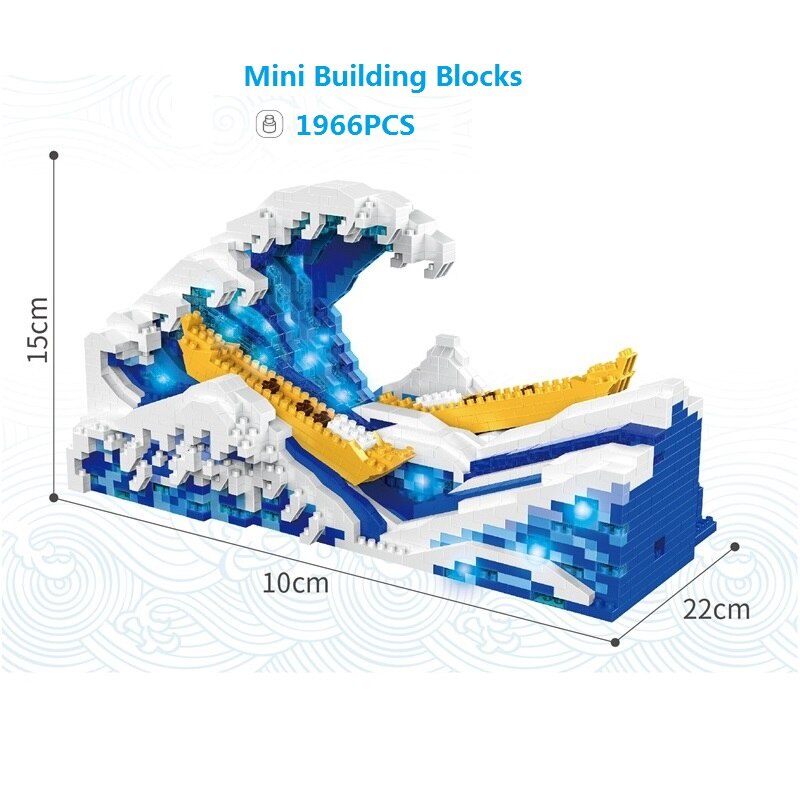 Mini Blocks Luxury Painting YG Small Bricks The Great Wave Building Toy ...