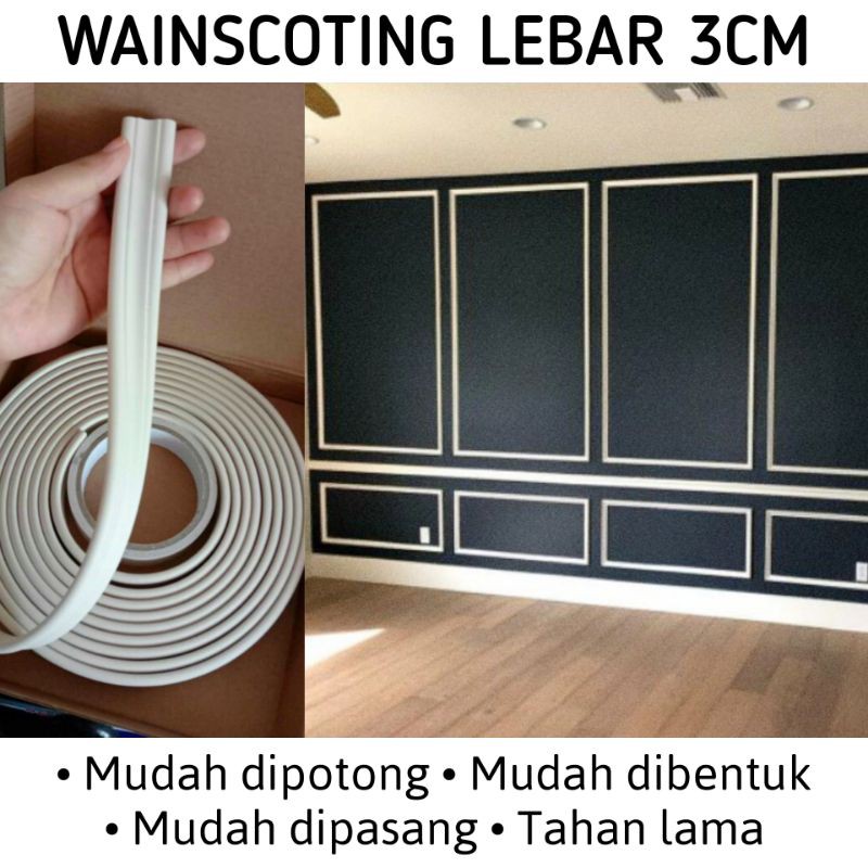 5Meter Wainscoting pvc foam / Wall Skirting / Wainscoating dinding ...