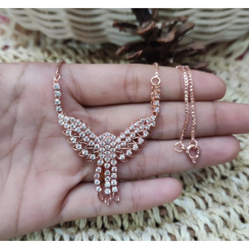 REPLIKA Tura Necklace Replica Diamond 24k Gold Plated (006B) | Shopee ...