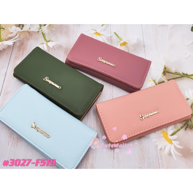 Plain color 2folds design fashion ladies long wallet cellphone wallet ...