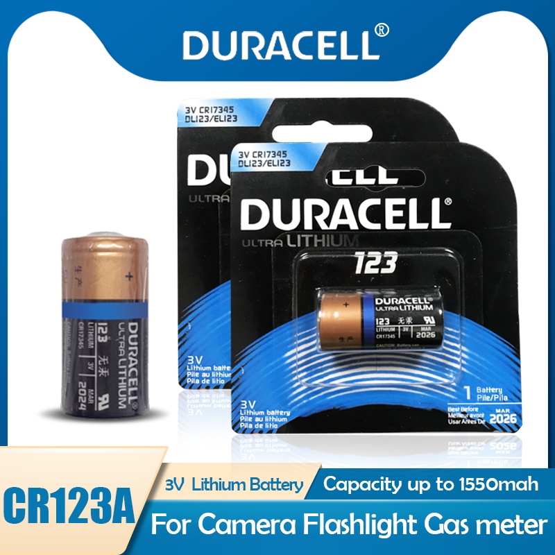 2PCS Original DURACELL CR123A CR123 123A 123 CR17345 3V Lithium Battery For Camera Doorbell ...