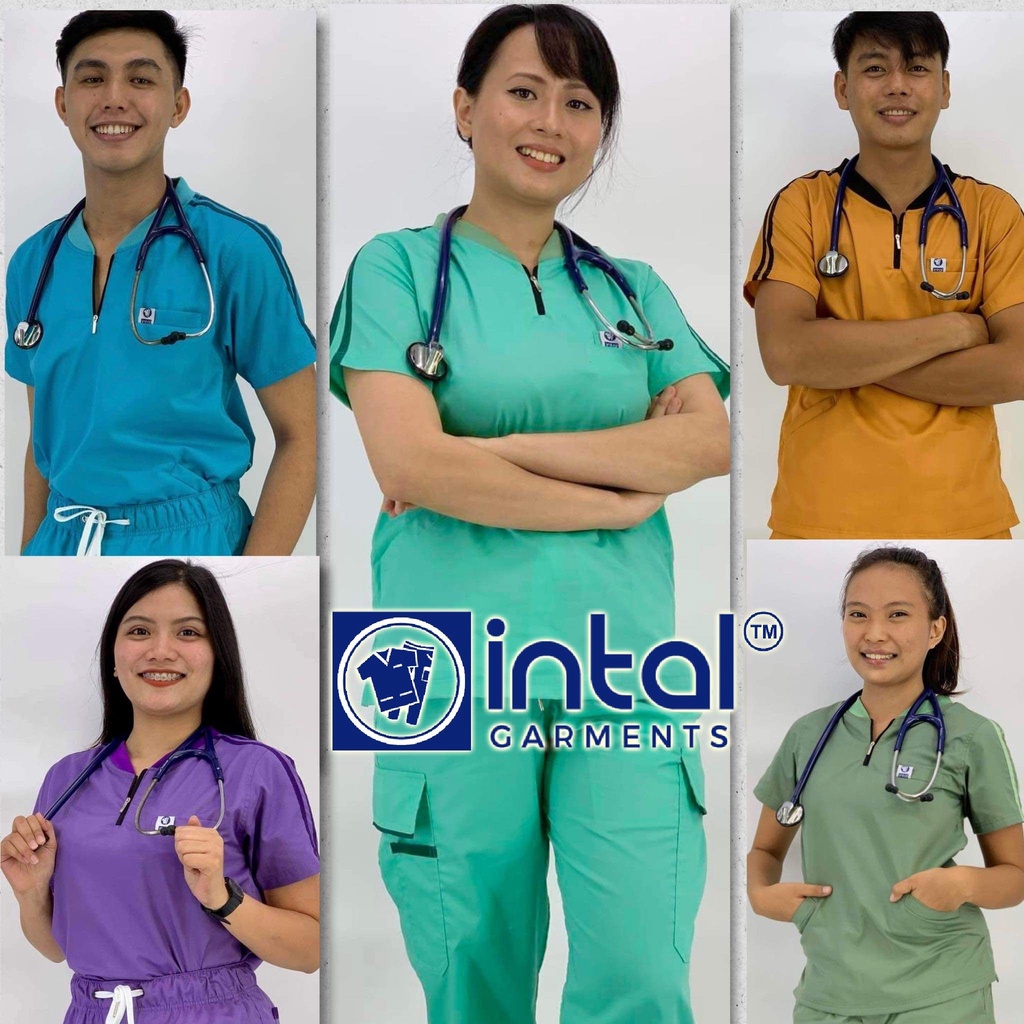 INTAL SCRUBSUIT 031A Elite MASIGASIG Zip-Up Ribbed Neck Shoulder Stripe ...