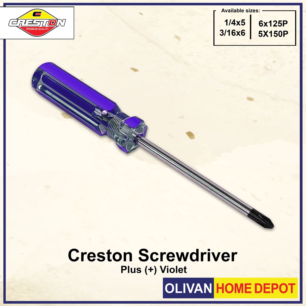 CRESTON Chrome Vanadium Screwdriver Plus(+) and Minus(-) | Shopee ...
