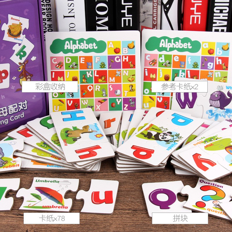 A&S 78pcs ABC Big & Small Letter Alphabets Matching Paper Board Card ...