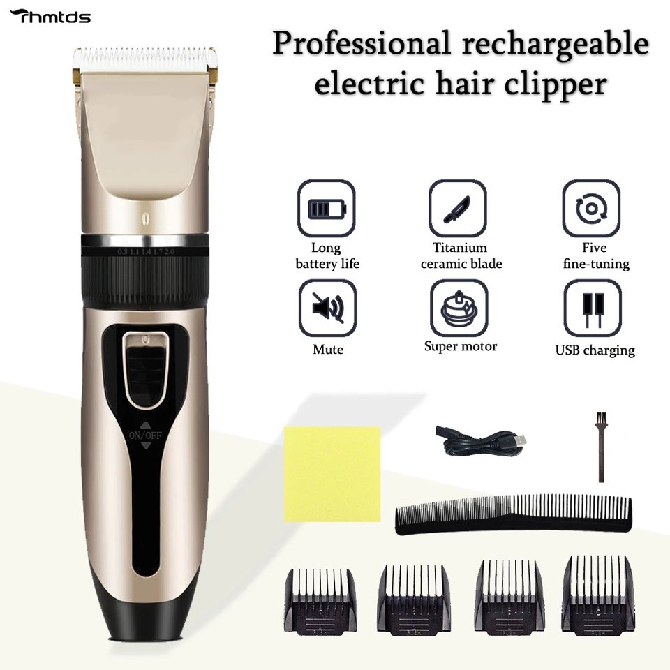 Professional Quiet Hair Clippers Cordless Rechargeable Barbers Complete Trimmers Set | Shopee ...