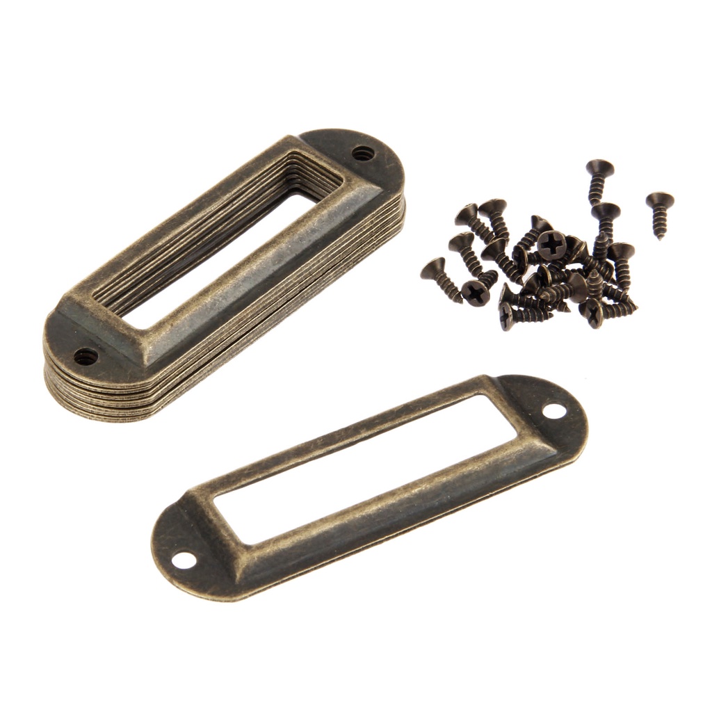 10Pcs 70*21mm Antique Brass Vintage Metal Label Pull Frame Handle File ...