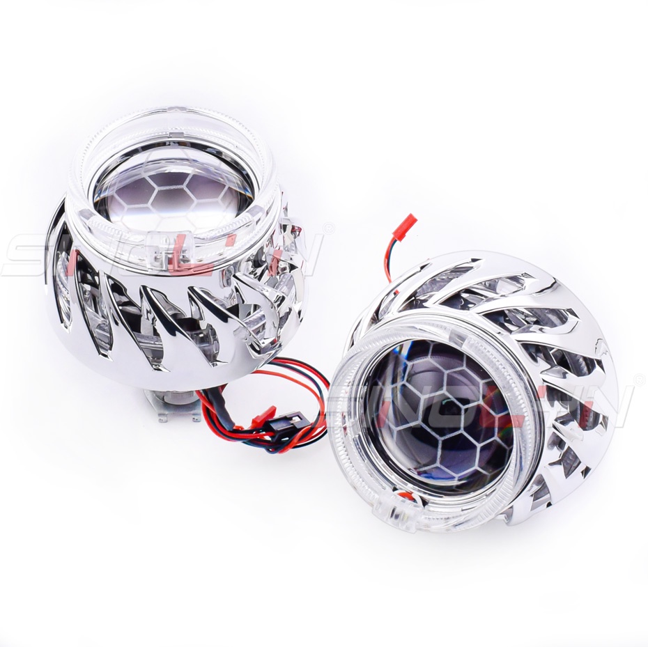 H4 H7 Headlight Bi-xenon Spiral Angel Eyes Honeycomb Soccer Etching ...