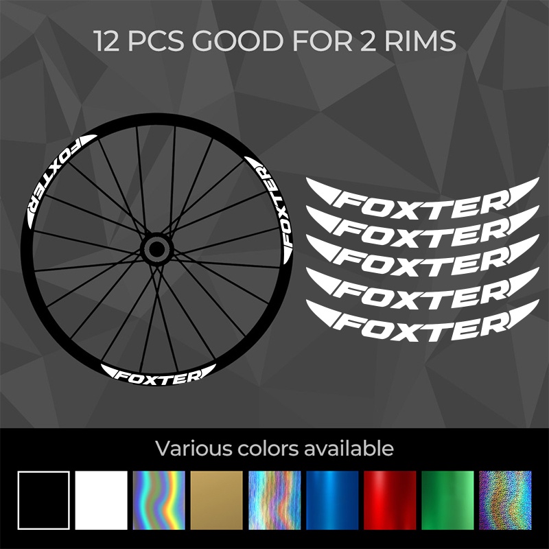 FOXTER (12 pcs) Wheel Rim Sticker Decal Vinyl for Mountain Bike and ...