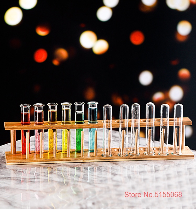 6 Piece Lot Test Tube Cocktail Glass Set With Free Rack Stand Bar KTV ...