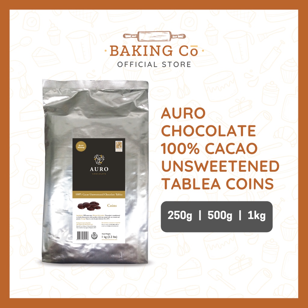 Auro Chocolate 100% Cacao Unsweetened Tablea Coins - 250g/500g/1kg ...