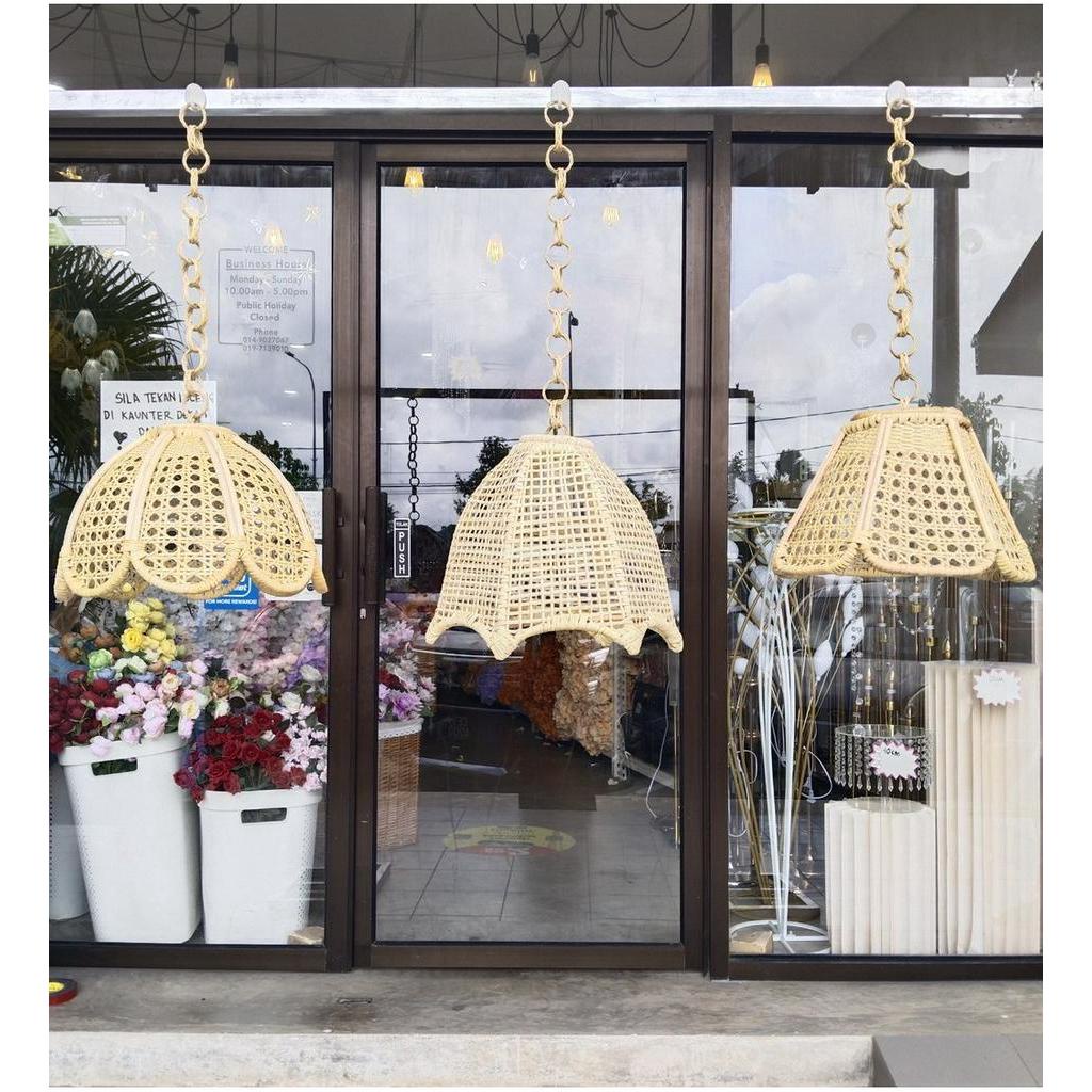 1&3 pcs Rattan Chandelier Ceiling Light Bamboo Lights Ceiling Light ...