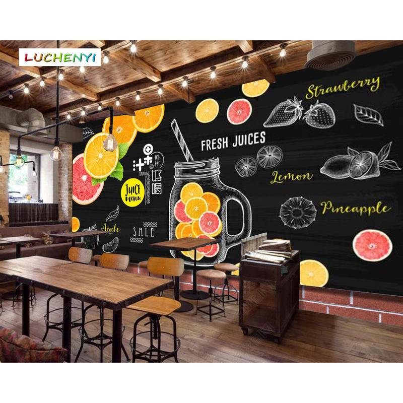 Papel de parede custom black fruit juice 3d wallpaper mural,cool drink ...