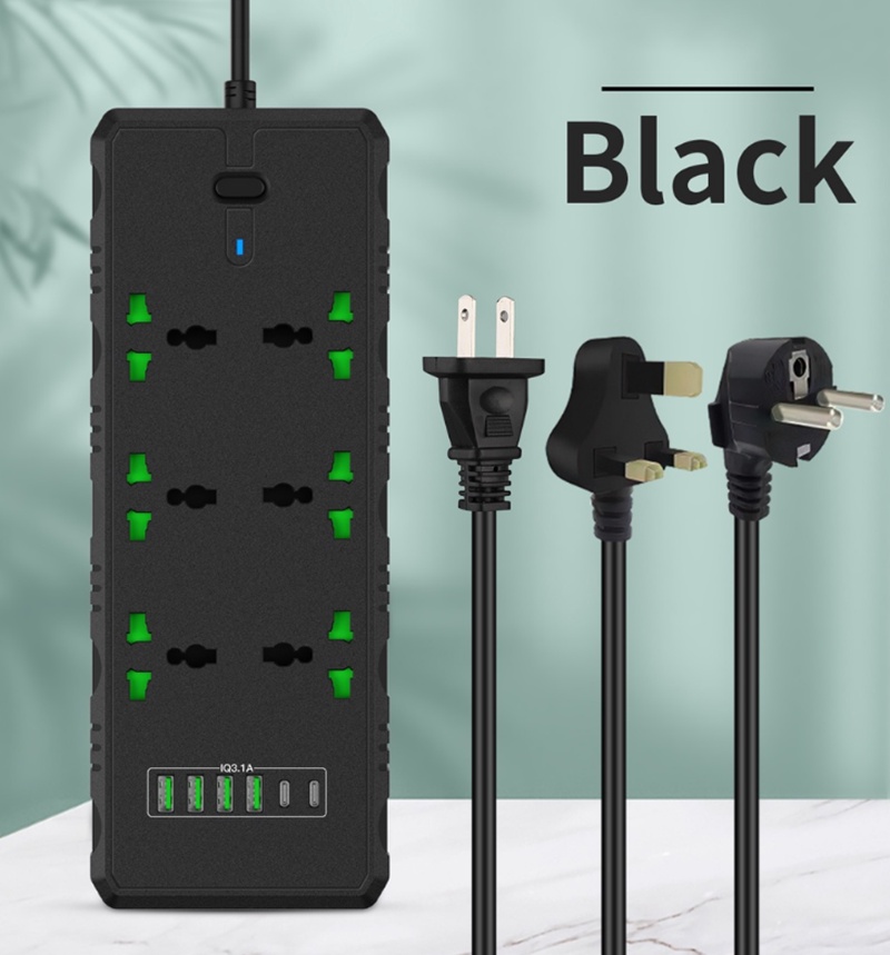 TB-T27 3.1A 4 USB Port 6 Socket and 2 Type-C Ports Universal Power ...