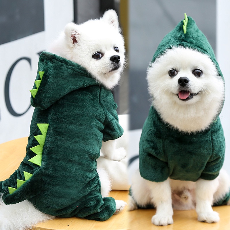 Pet Dog Clothes Soft Cotton Cat Costume Cute Dinosaur Jacket Clothes ...