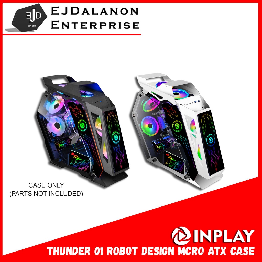INPLAY Thunder 01 Black Robot Design Micro ATX Case + Light Panel ...