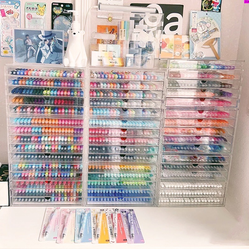 Acrylic Pen Holder Student Desktop Stationery Storage Box Transparent ...