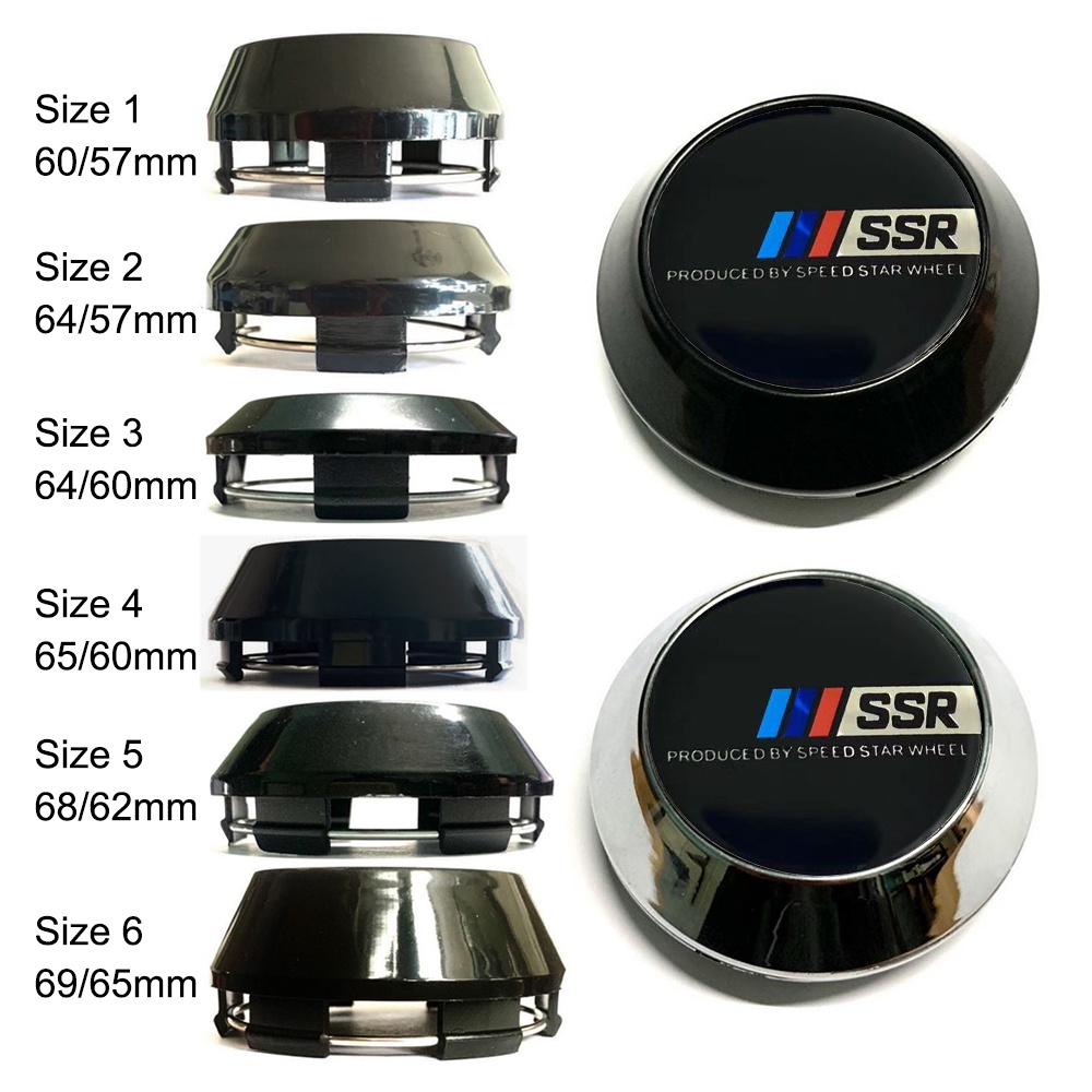 4pcs 60/64/65/68/69MM SSR Center Cap Car Wheel Hub Cover Black Logo ...
