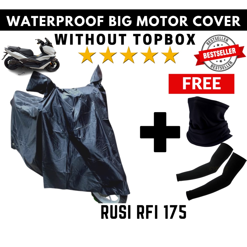 RUSI RFI 175 MOTORCYCLE COVER WITH FREE BALAKLAVA TUBE BANDANA & ARM ...