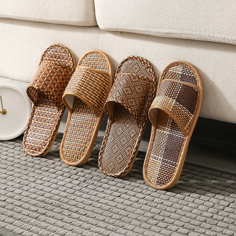 Home Slippers Rattan Weave Bamboo Mat Weave Unisex and couple Linen ...