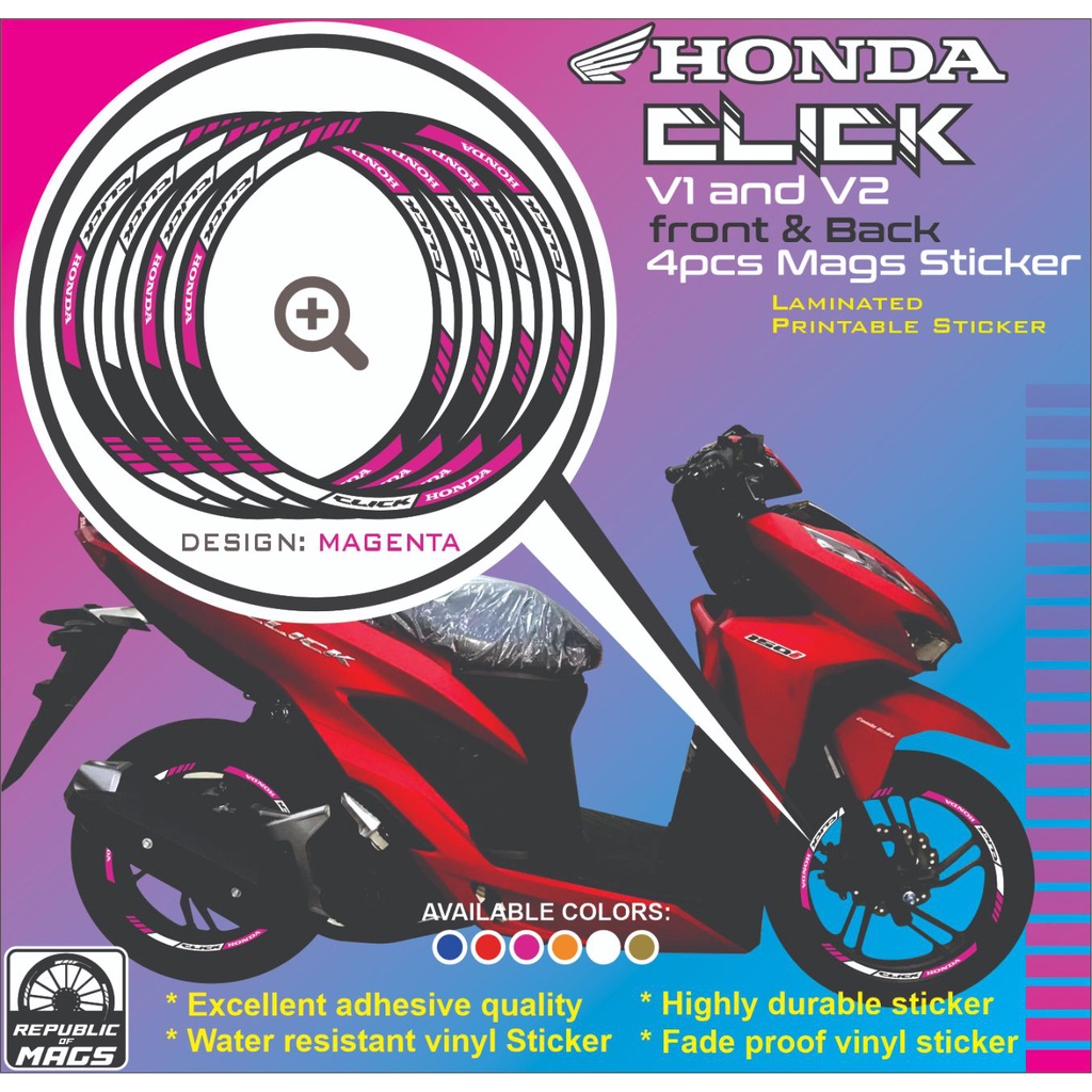 Honda Click 125/150/160 Mags Sticker Decals Printed Laminated ...
