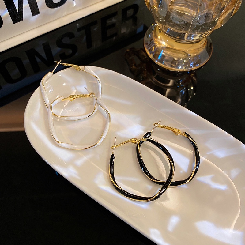 Retro big earrings design drop glaze spiral circle earrings female ...