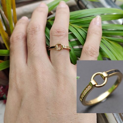 18K Real Gold Plated Size 6.5 Non adjustable belt Ring for women ...