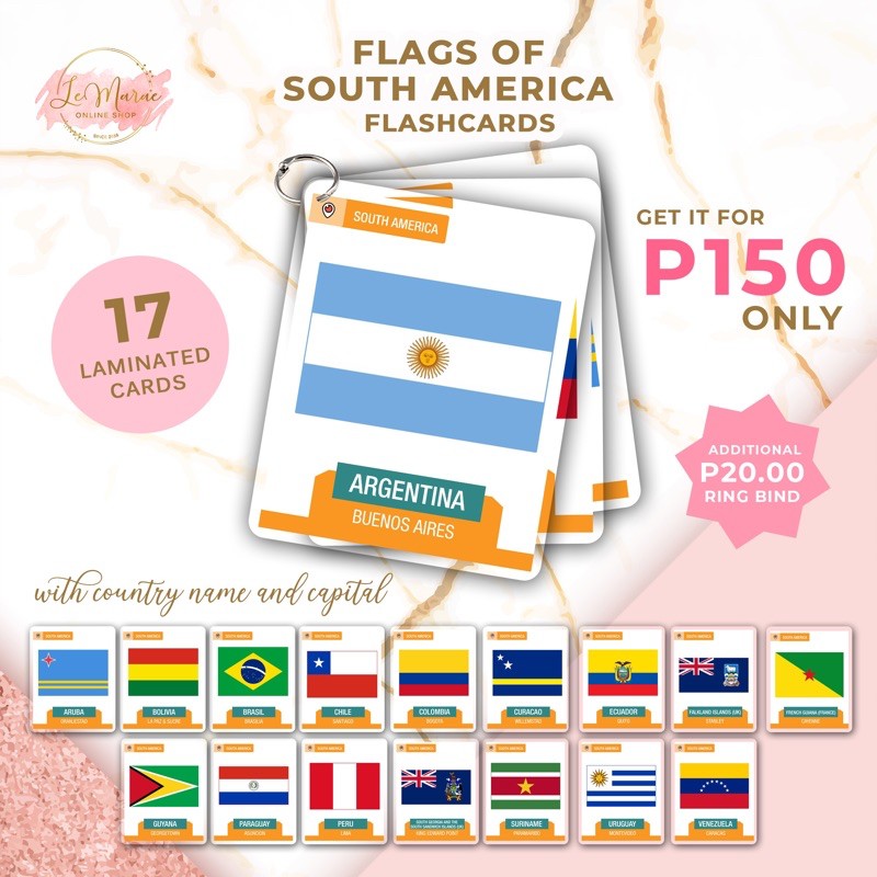Le Marae Shop - Laminated Flashcards FLAGS OF SOUTH AMERICA | Shopee ...